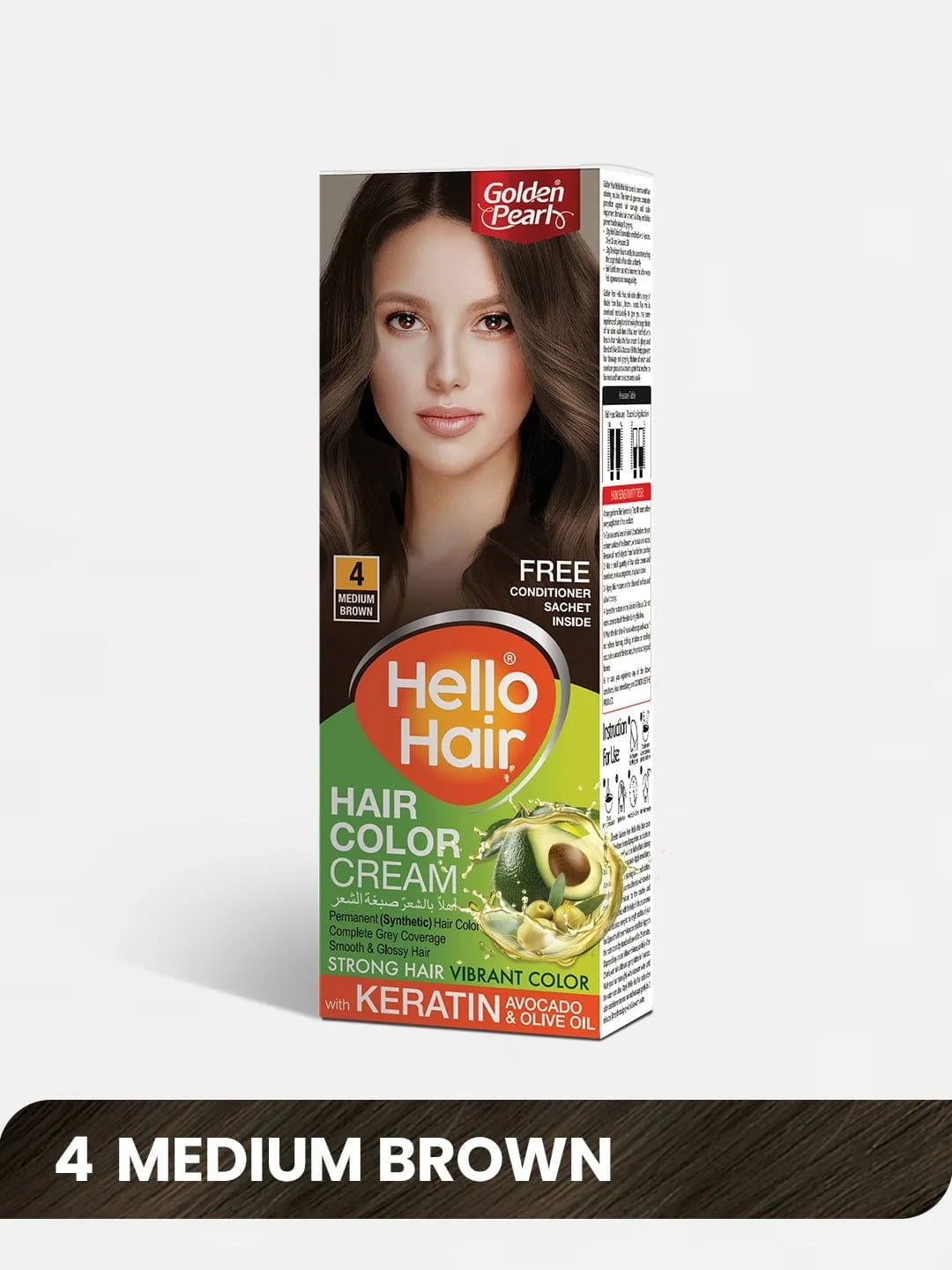 Golden Pearl Hello Hair - Hair Color Medium Brown 4 – Cozmetica